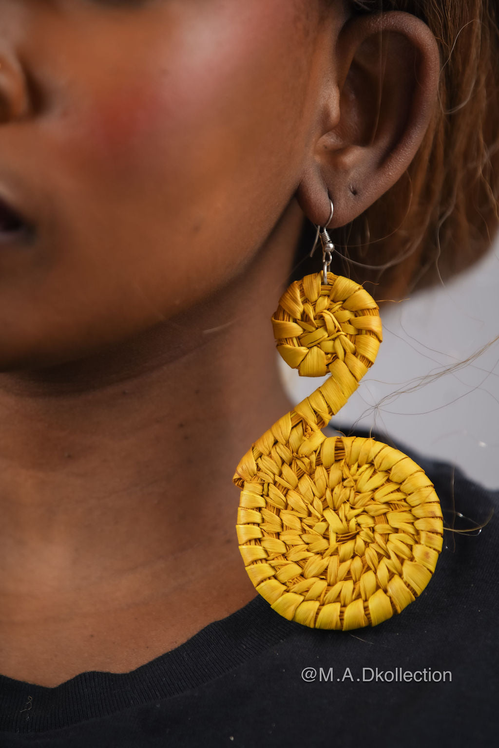 Yellow Double Circle Rattan Earring | African Rattan – M.A.DKollection
