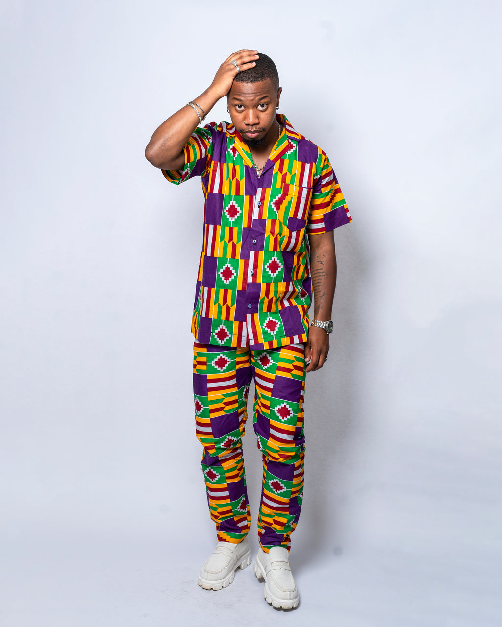 Blake Ankara Men Shirt | Purple and Yellow African Print – M.A.DKollection
