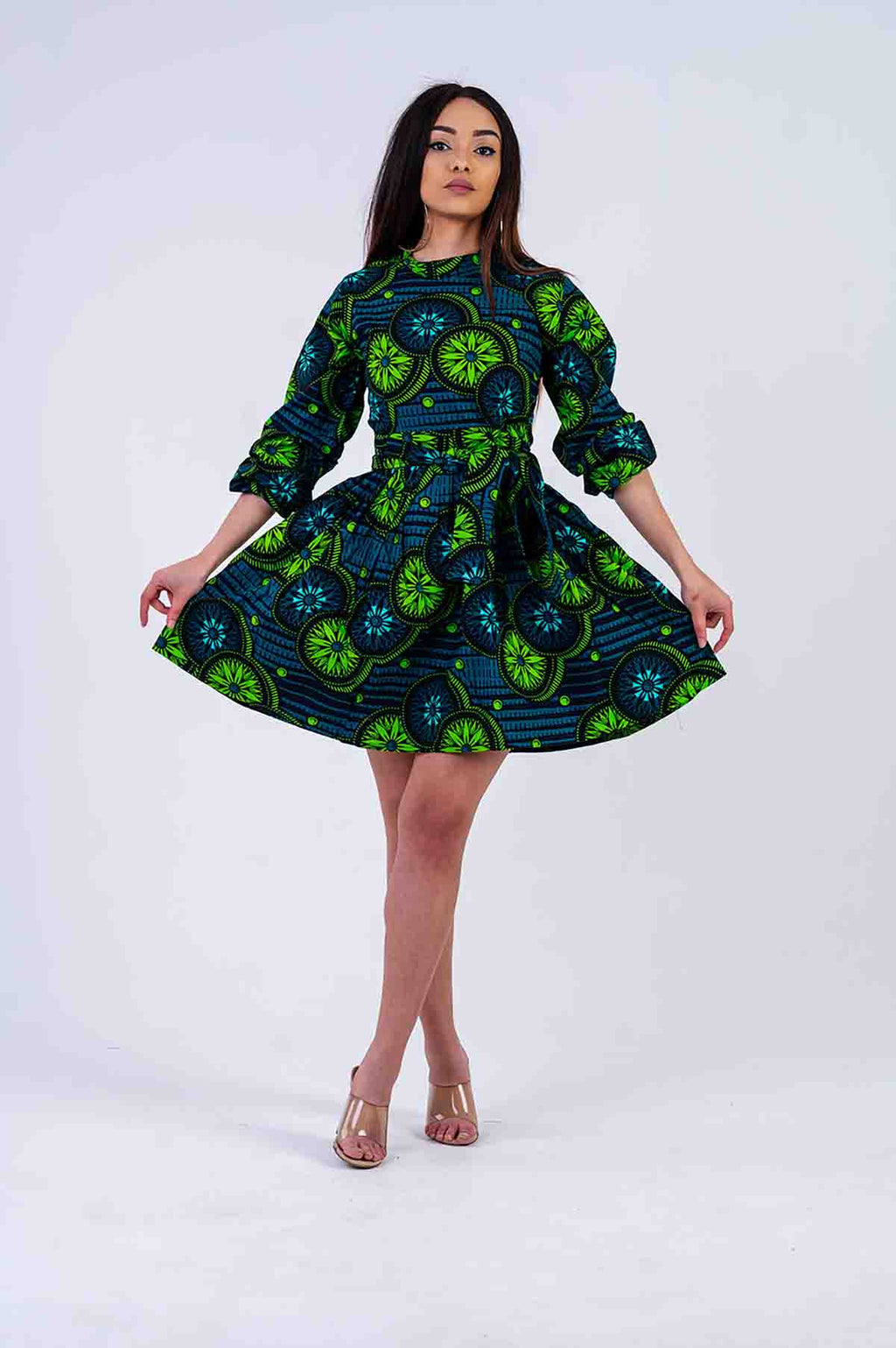 Ola Mini Dress | Green African Print – M.A.DKollection