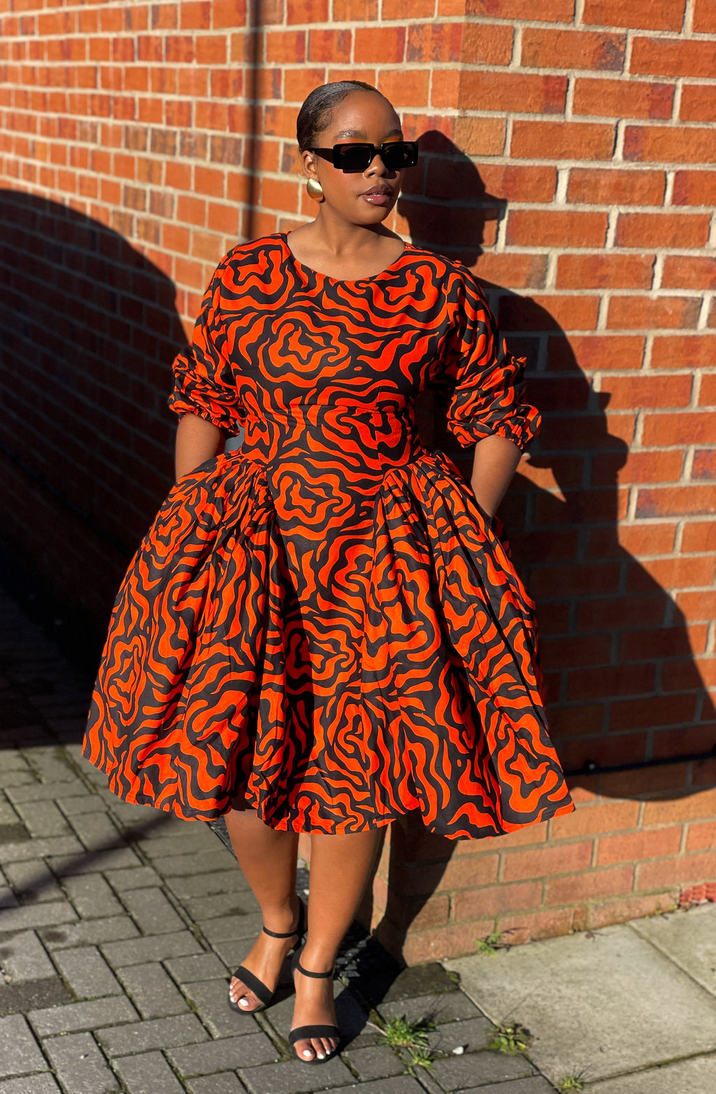 Lucia Ankara Midi Dress | Orange African Print – M.A.DKollection
