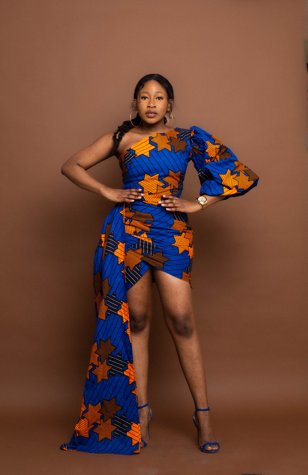 Funke Ankara Short Mini Dress | Blue and Orange African Print – M.A ...